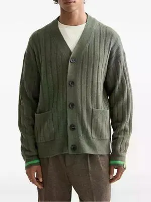 Scotch & Soda Ribbed-knit Patch-pocket Cardigan