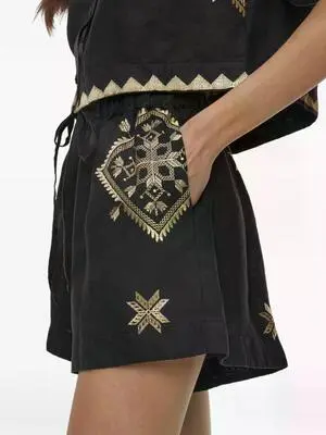Greek Archaic Kori Embroidered Drawstring Shorts