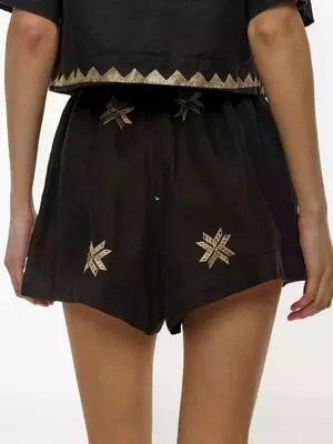 Greek Archaic Kori Embroidered Drawstring Shorts