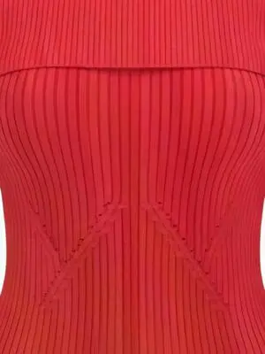 Isaia Ribbed Knit Off-the-shoulder Sweater - Red