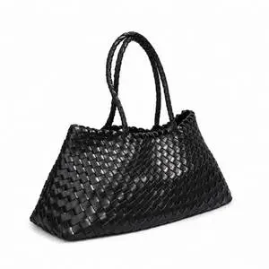RIMINI Woven Vegan Leather Carry On Bag - Black