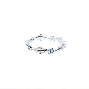 NASI SILVER Eternity Neshama Fish Band- Topaz, Silver - Blue
