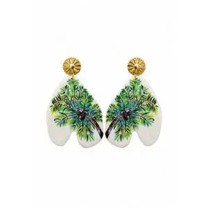 SUNSET MAGIC STUDIO Under The Palms Coconut Palm Earrings - Yellow