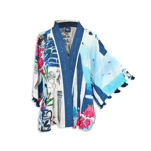PICK HAPPY Short Kimono Cotton Tassels Santorini Limited