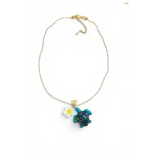 SUNSET MAGIC STUDIO Caretta & Plumeria Charm Necklace - Yellow