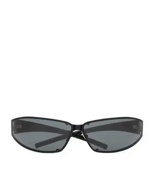 Saint Laurent Metal Sl 963 Wraparound Sunglasses - Black