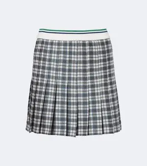 Burberry Check Pleated Tweed Miniskirt