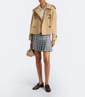 Burberry Check Pleated Tweed Miniskirt