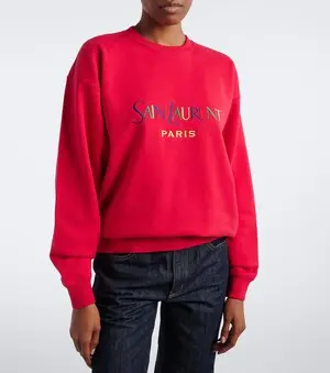 Saint Laurent Logo Cotton Jersey Sweatshirt