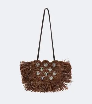 Rabanne Embellished Raffia Shoulder Bag