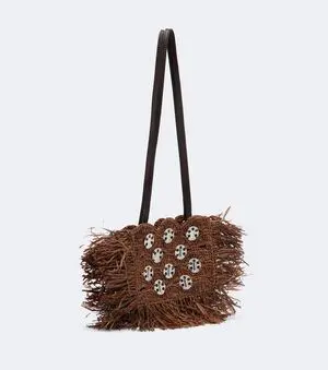 Rabanne Embellished Raffia Shoulder Bag