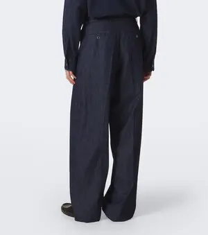 JIL SANDER Cotton Chambray Wide-leg Pants