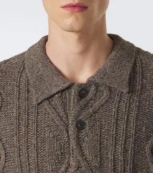 FRAME Cable-knit Wool And Alpaca-blend Polo Sweater