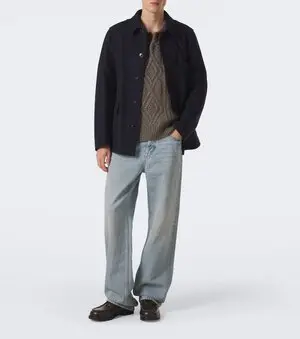 FRAME Cable-knit Wool And Alpaca-blend Polo Sweater