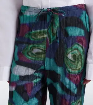 Dries Van Noten Printed Moire Wide-leg Pants