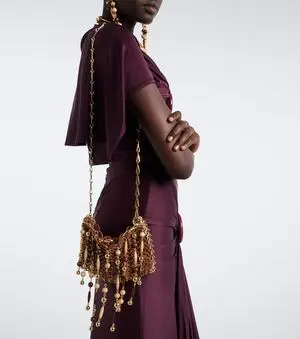 Rabanne 1969 Small Wood Embellished Shoulder Bag