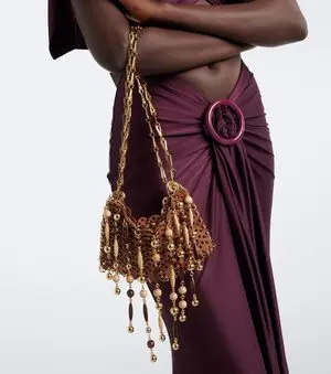 Rabanne 1969 Small Wood Embellished Shoulder Bag