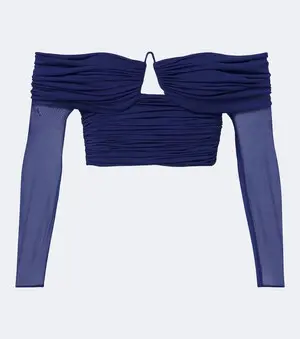 Christopher Esber Marin Draped Off-shoulder Top - Blue
