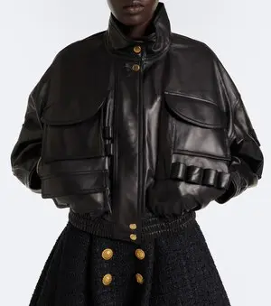 Balmain Cropped Leather Jacket