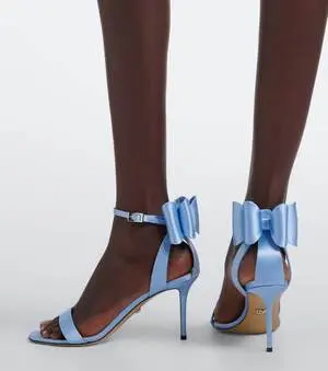 Mach & Mach Le Cadeau Bow-detail Satin Sandals - Blue