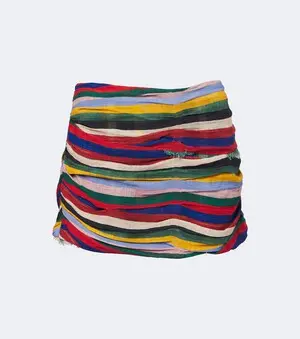 Staud Nicola Ruched Cotton Gauze Miniskirt - Multicoloured