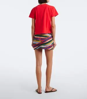 Staud Nicola Ruched Cotton Gauze Miniskirt