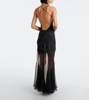 Rabanne Embellished Chiffon Maxi Dress
