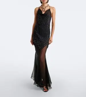 Rabanne Embellished Chiffon Maxi Dress