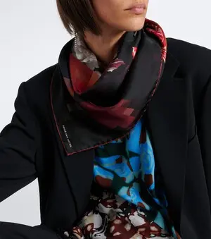 Dries Van Noten Floral Silk Twill Scarf