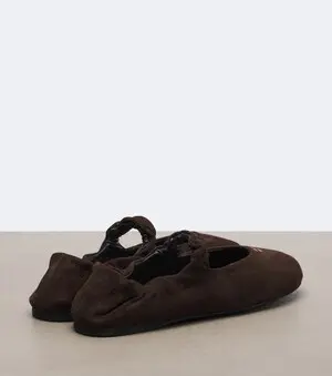 Miu Miu Logo Suede Ballet Flats