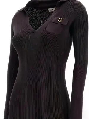 Elisabetta Franchi Ribbed-knit Polo-collar Midi Dress