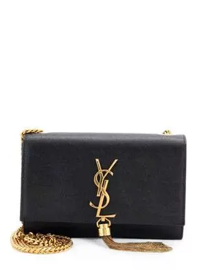 Saint Laurent Classic Monogram Tassel Leather Small Crossbody Bag - Black