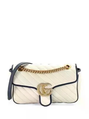 Gucci Gg Marmont Flap Bag Diagonal Quilted Leather Small Crossbody Bag - Blue