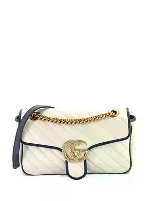 Gucci Gg Marmont Flap Bag Diagonal Quilted Leather Small Crossbody Bag - Blue