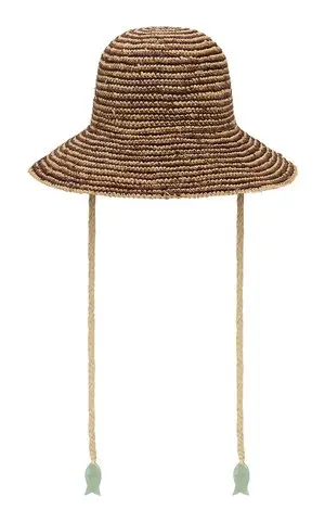 SOLEIL SOLEIL Raffia Bucket Hat With Tassel Ties - Multi
