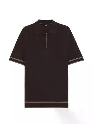 BOSS Zip-fastening Tipped Polo Shirt - Brown