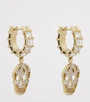 Alexander McQueen Crystal Skull Hoop Earrings
