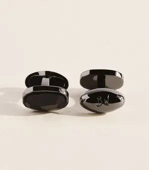 BABETTE WASSERMAN LONDON Rhodium-plated Swarovski Crystal Cufflinks - Black