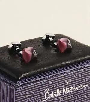 BABETTE WASSERMAN LONDON Rhodium-plated Cat’s Eye Twist Square Cufflinks