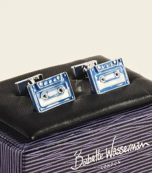 BABETTE WASSERMAN LONDON Rhodium-plated Cassette Tape Cufflinks