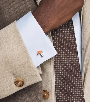 BABETTE WASSERMAN LONDON Rhodium-plated Mushroom Cufflinks