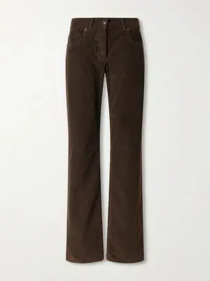 THE ROW Frava Cotton-corduroy Mid-rise Straight-leg Pants - Brown