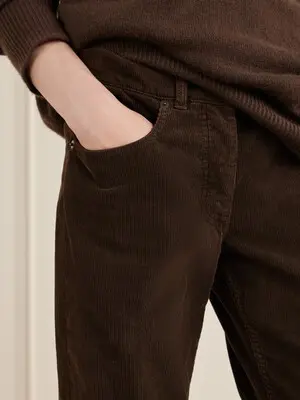 THE ROW Frava Cotton-corduroy Straight-leg Pants - Brown