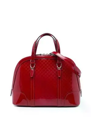 Gucci 2016-2026 Small Microguccissima Patent Nice Dome Satchel - Red
