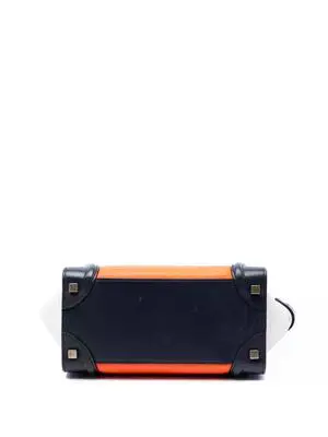 Celine Micro Tricolor Leather Luggage Tote Handbag - Orange