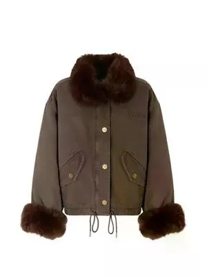 Pinko Faux Fur Trimmed Jacket - Brown