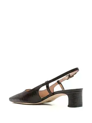 STUART WEITZMAN Croc-effect Slingback Pumps - Brown