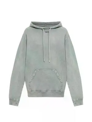 Off-White Graphic-print Drawstring Hoodie - Grey