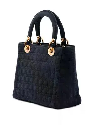 Dior 1997 Medium Nylon Microcannage Lady Satchel - Black