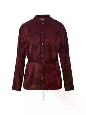 GANNI Floral-motif Tie-waist Shirt - Red